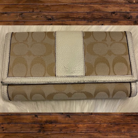 Coach | Bags | Coach Beige Wallet Trifold | Poshmark